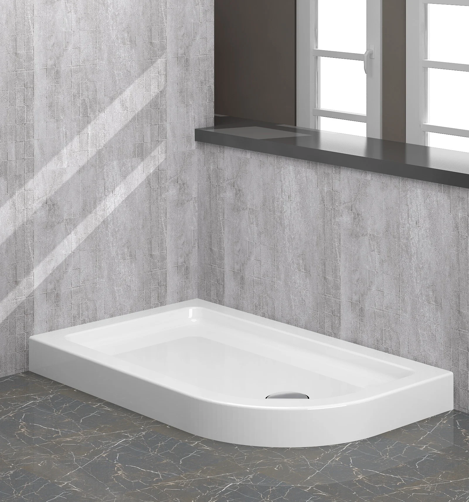 Asymmetric Shower Tray Asymmetric Acrylic Deep Monoblock Slim Flat Bath ...
