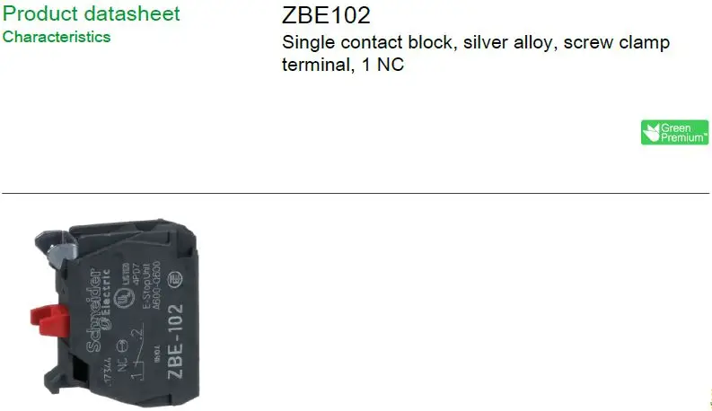 ZBE102 1NC Schneider Telemacanique Harmony Flush Pushbutton