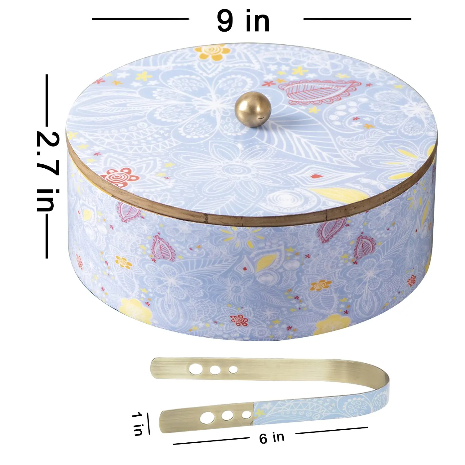 Round Wooden Chapati Box With Tong Traditional Design Handmade ...