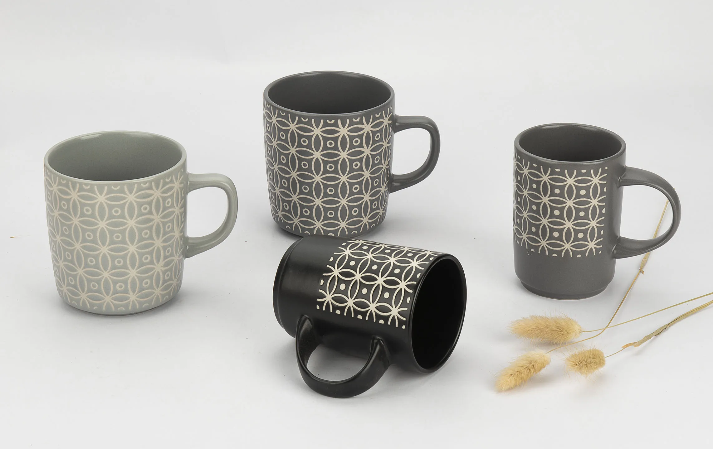 Circular Mug Set Series Coffee Tea Stoneware Mug With Saucer Custom ...