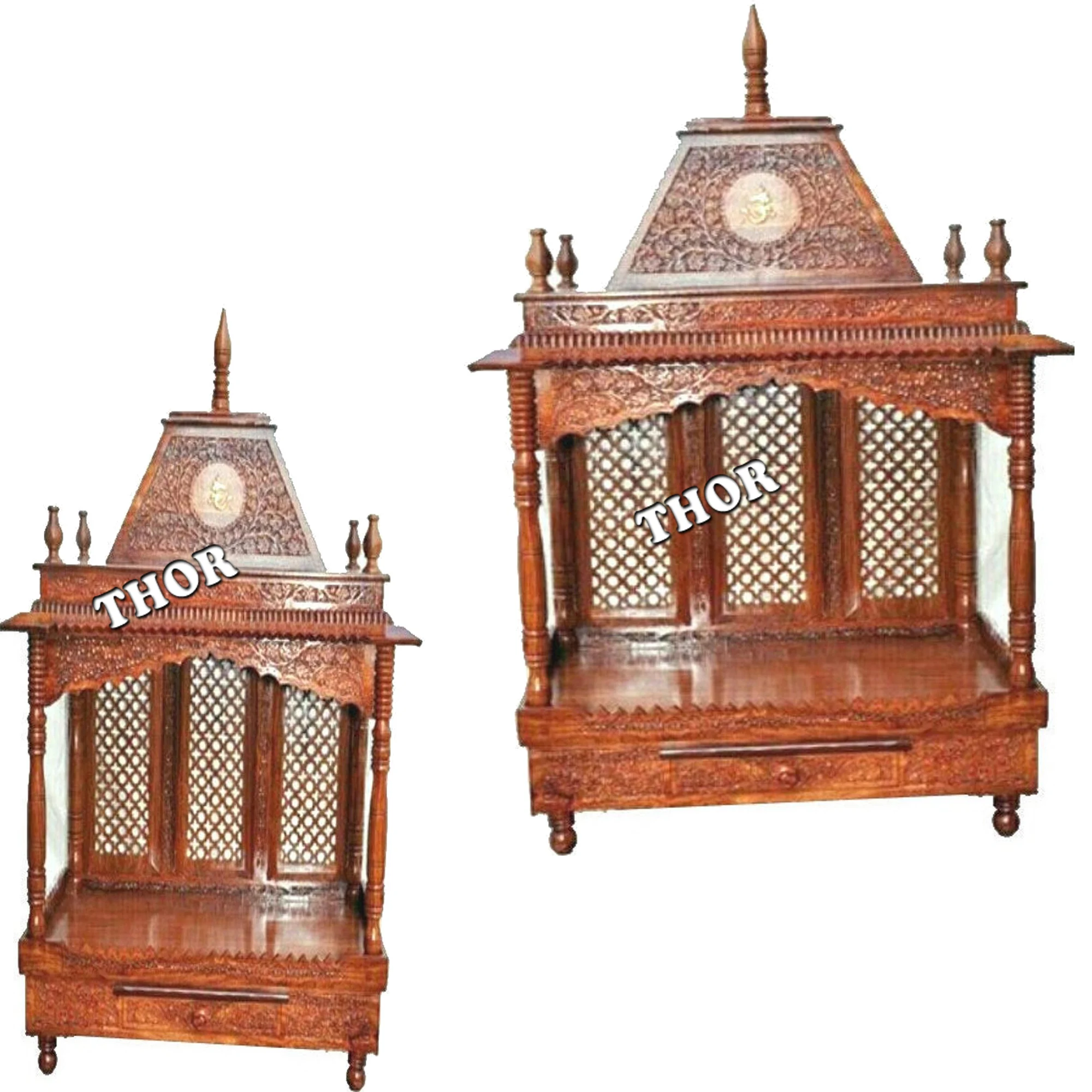Wooden Temple Beautiful Wood Mandir Pooja Room Office Or Home Temple ...