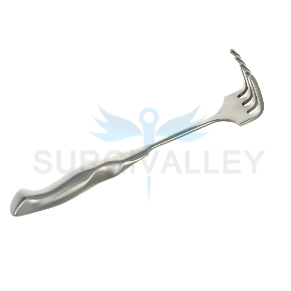 Deep Rake Retractor 26.67cm 4 Prong 5.715cm Hand Held Lamb Handle Blunt ...