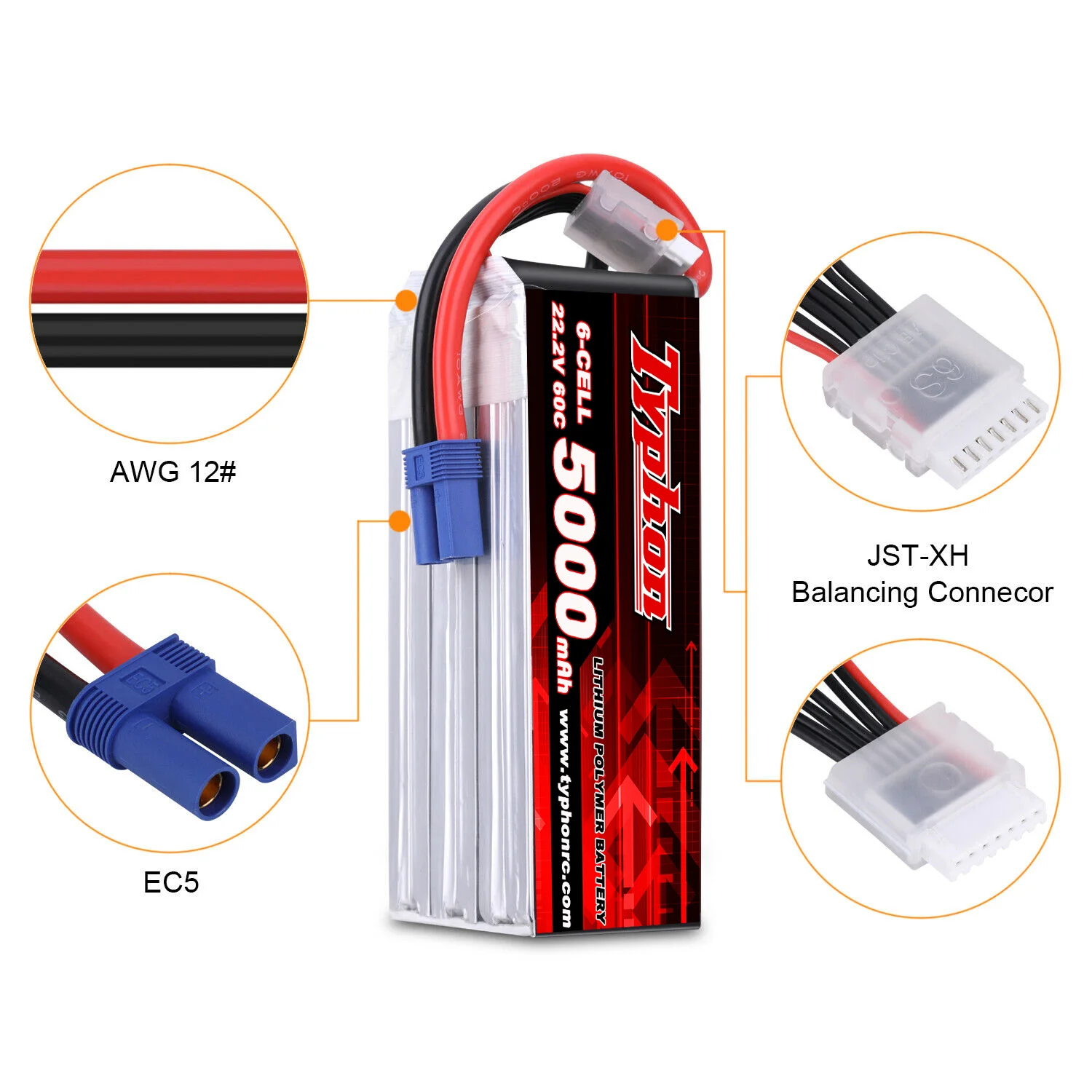 5000mAh 6S 22.2v 25C-60C RC Lipo Batterie Avion Drone DJI FPV batterie Au Lithium Polymère ...