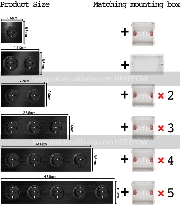 86 Type Switch Socket Mounting Box - White Red Blue Wiring