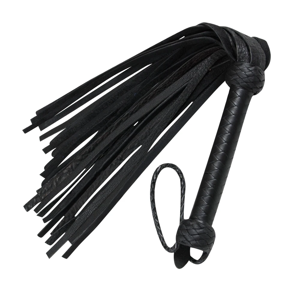 100% Genuine Bull Hide Leather Flogger 25 Tails Whip Heavy Duty Black ...