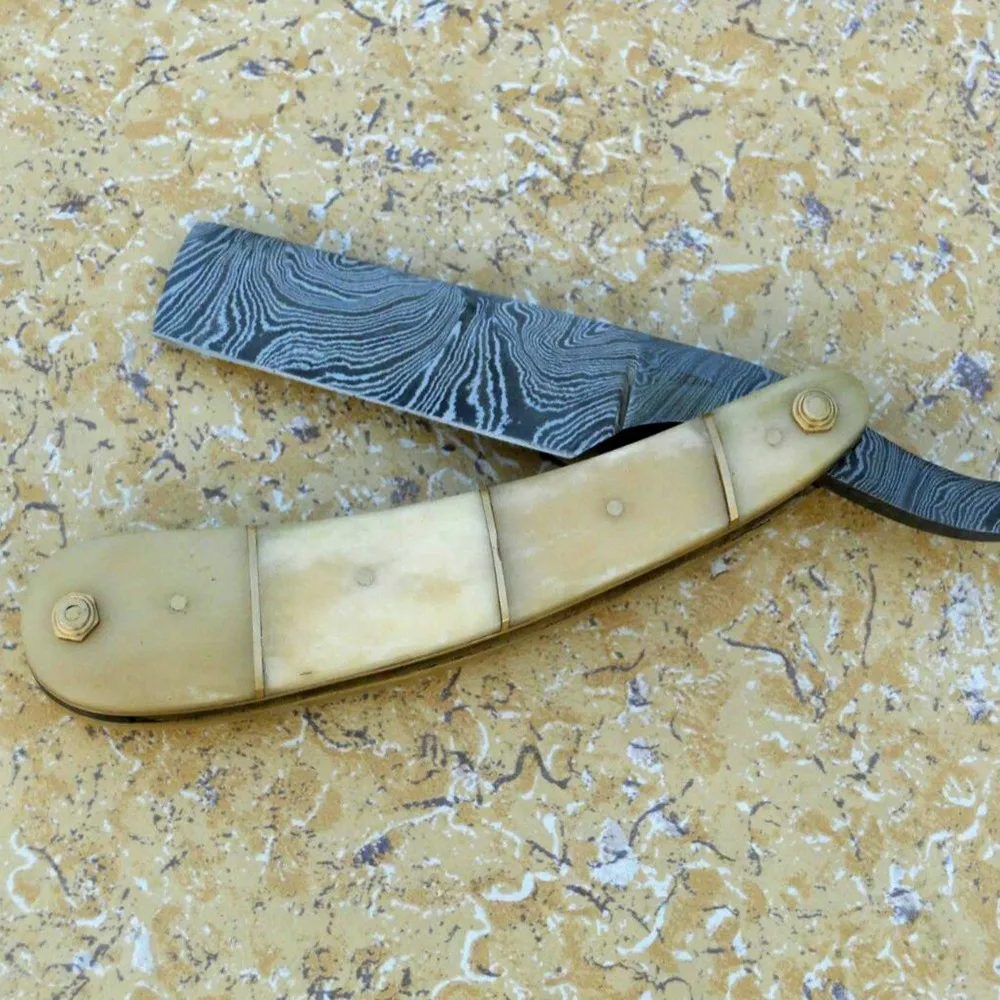 High Quality Handmade Damascus Steel Men Straight Barber Edge Razor ...