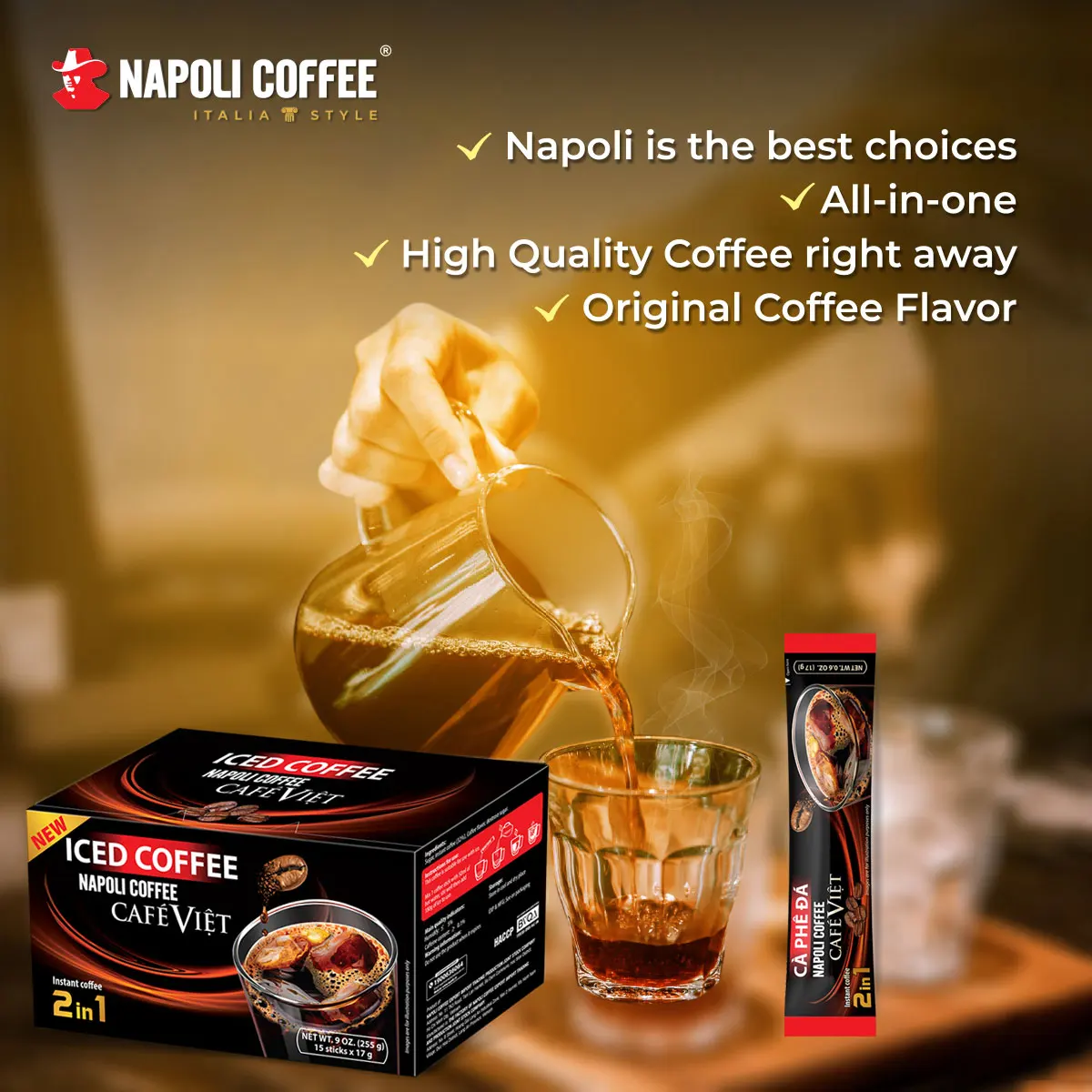 Instant Iced Coffee 2in1 Napoli Coffee Viet Nam Sugar Flavor - Buy ...