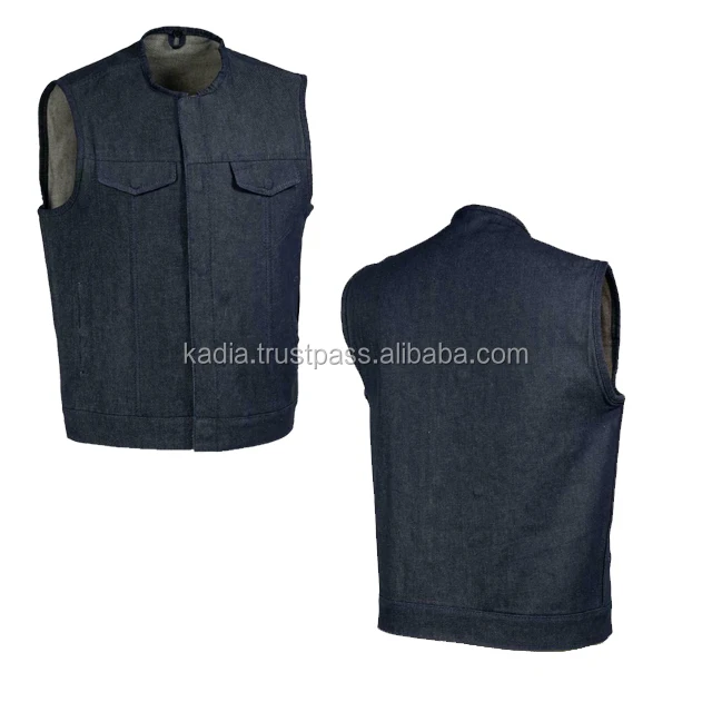 Men Dark Blu Denim Biker Vest - Buy Mens Denim Vest Made In Pakistan ...