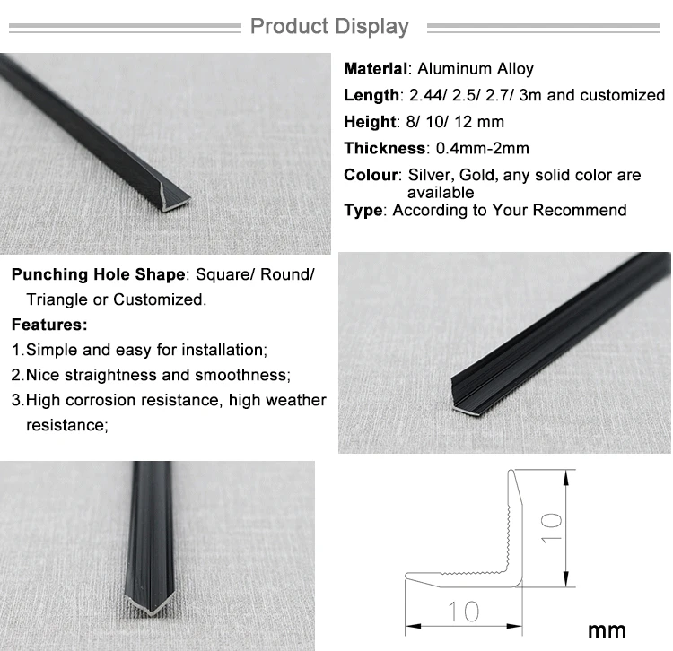 Factory Direct Black Metal 90 Degree Right Angle Tile Trim - Buy Right ...
