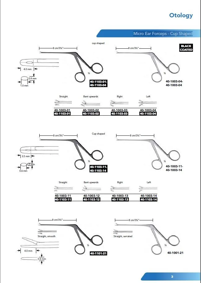 Micro Ear Forceps - Cup Shaped,Straight Black Coated - Micro Ear ...