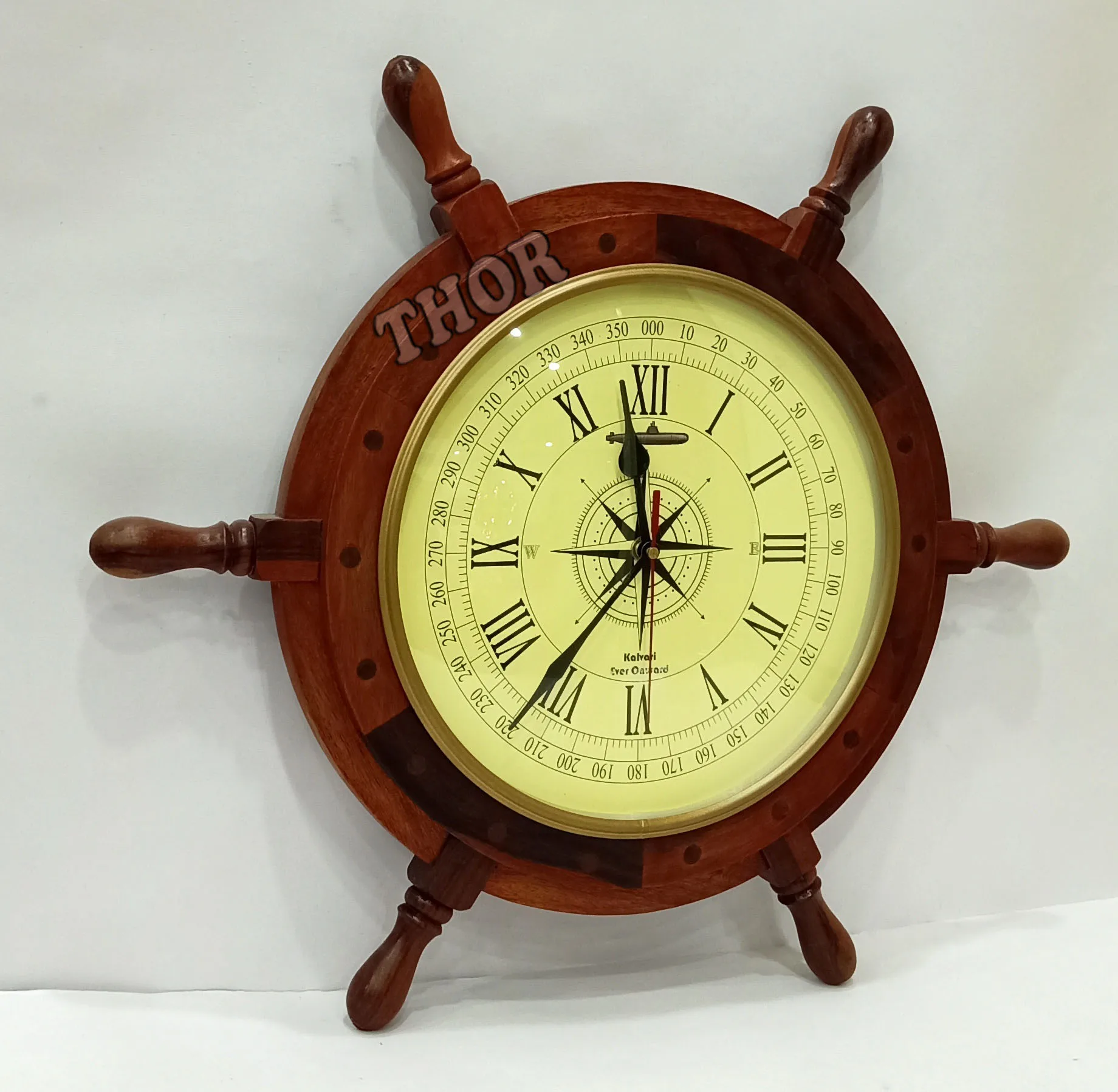 Nautical Wooden Ship Wheel Clock With Time Captains ~ Pirate Home ...