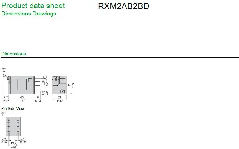 Schneider RXM2AB2BD Relay - 24 VDC 12A Miniature Plug-in