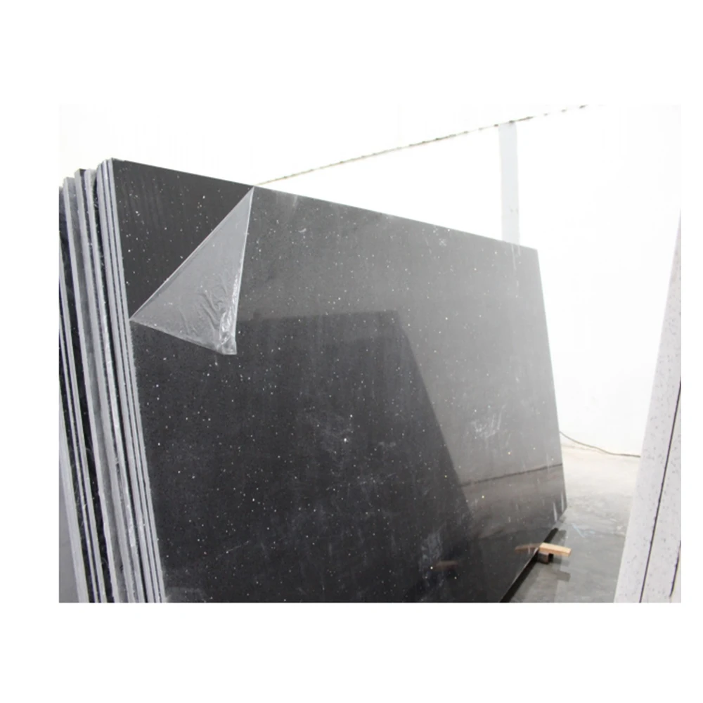 Most Demanding Black Sparkle Engineered Quartz Slabs Countertops 20mm ...