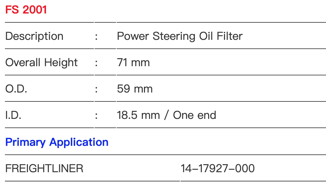 Made In Taiwan High Quality Spare Parts Filters Power Steering Oil ...