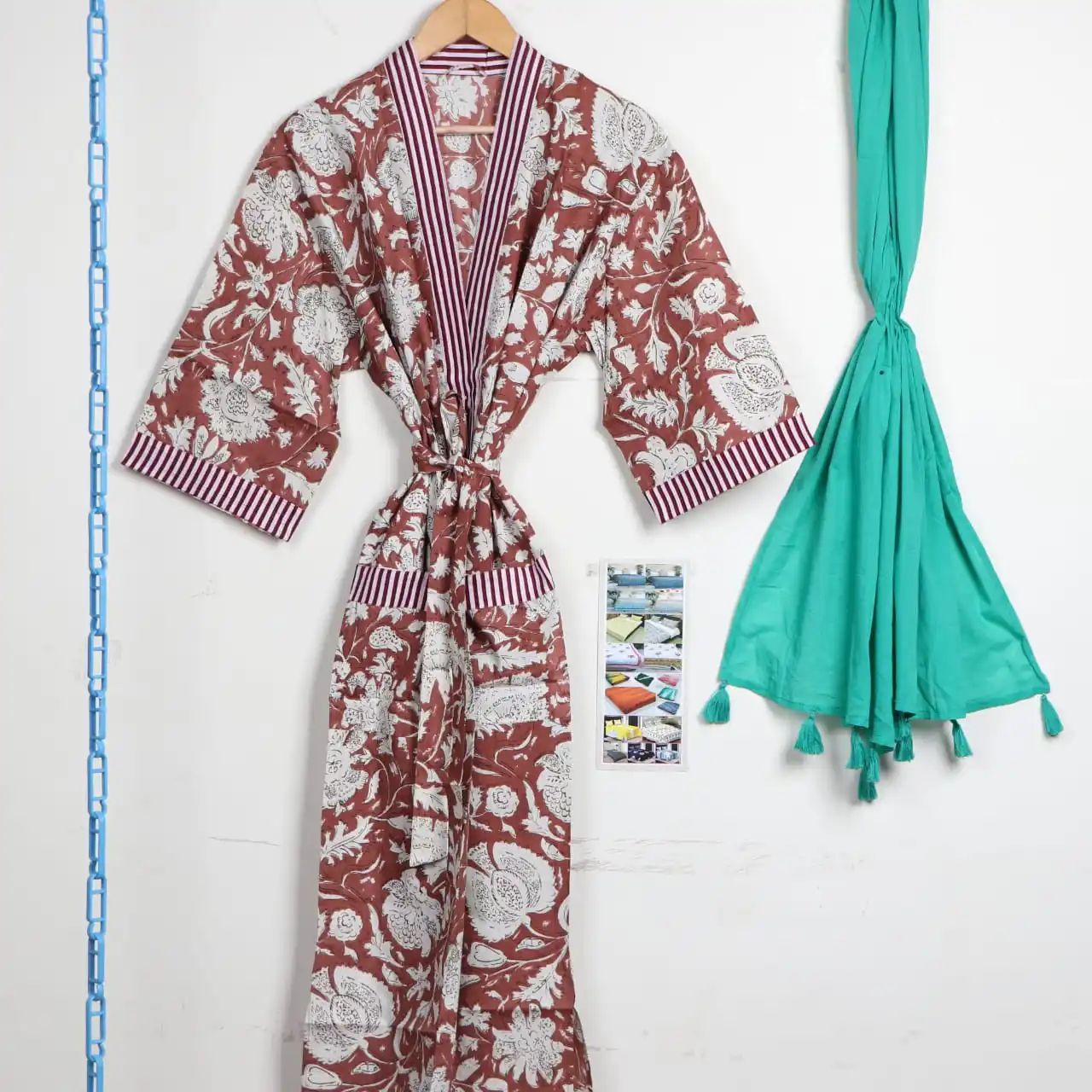 Handblock Printed Cotton Multi-color Bathrobe Lightweight - Buy Indian ...