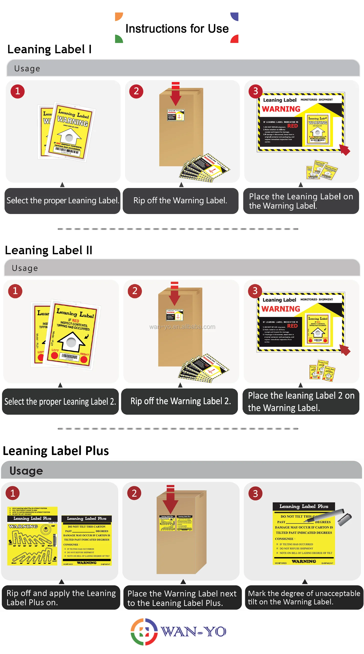 Leaning Label Tilt Indicator - Prevent Mishandling Damage