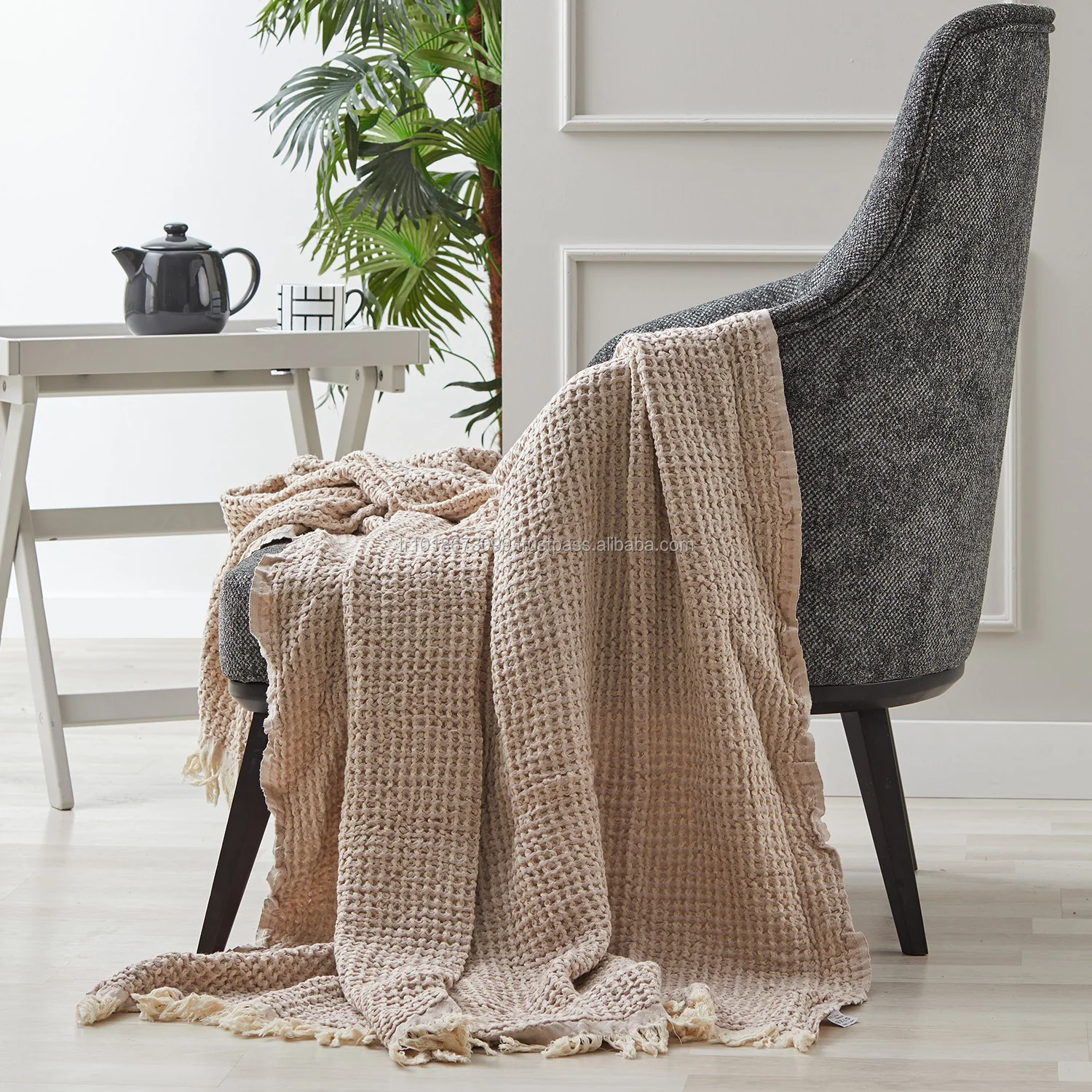 Waffle Turkish Throw Blanket - 100% Cotton Luxury Touch