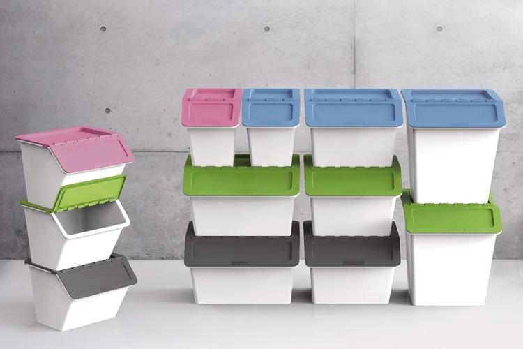 Colorful Stackable Storage Bin With Flap Lid Bins Container | Livinbox ...