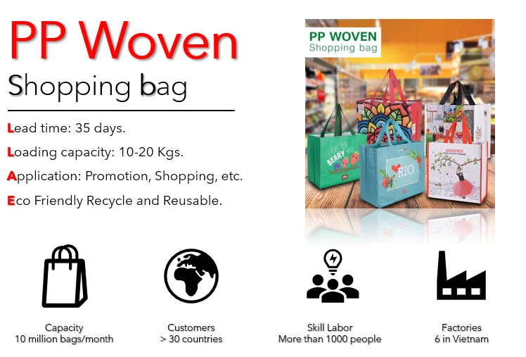 AUCHAN Eco Friendly Reusable PP Woven Shopping Bags