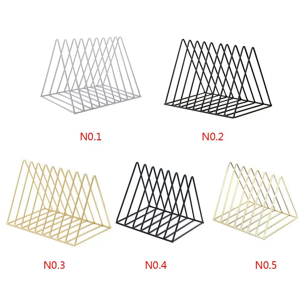 Triangular Iron Book Shelves Desktop Storage Rack Shelf File Magazine ...
