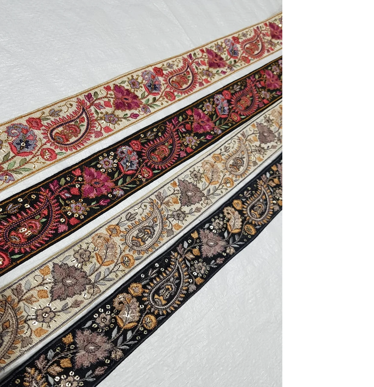 Custom Made Hand Embroidered Floral Ribbons for Desi Wedding