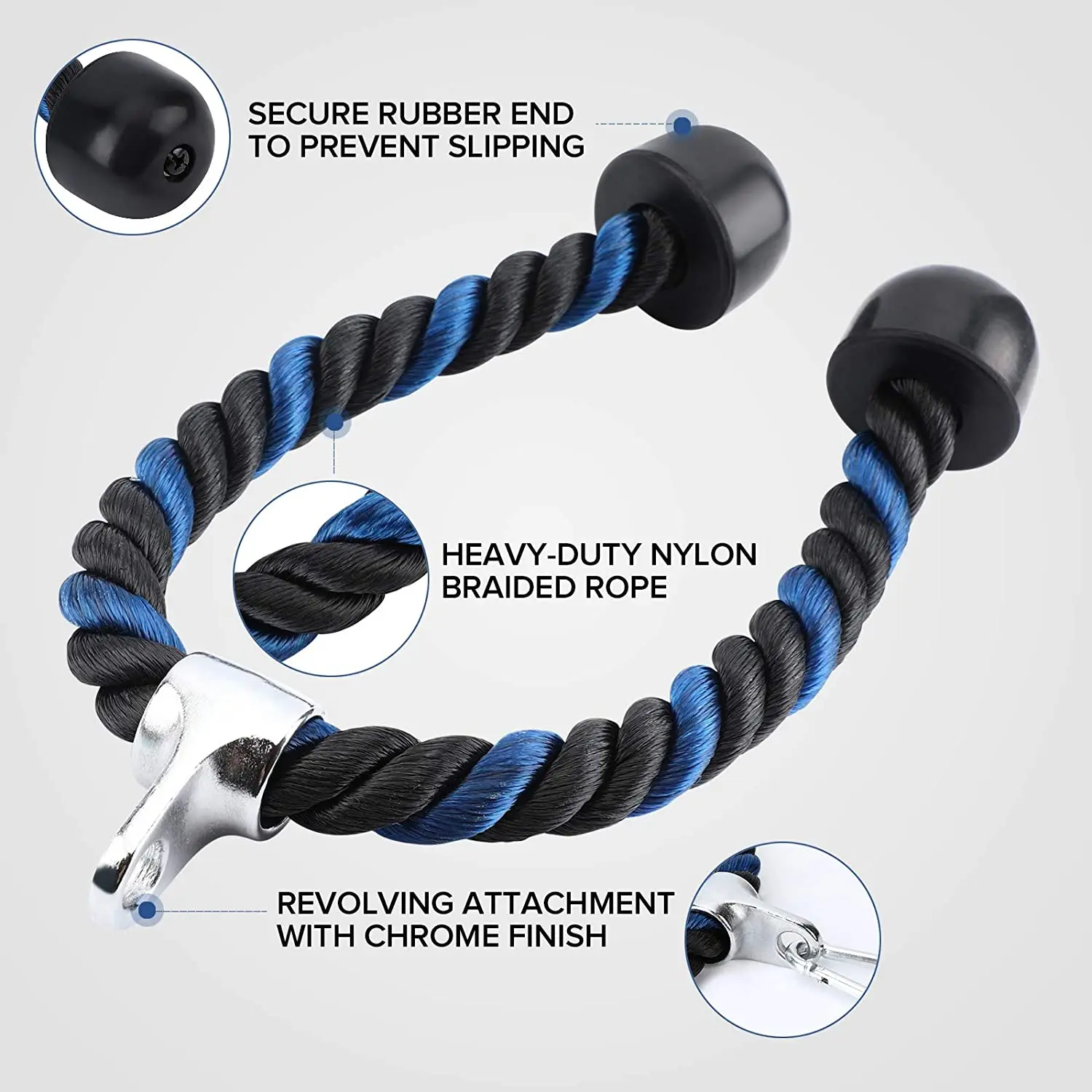 Hot Sale Double Grip Fitness Tricep Rope Heavy Duty Black Gym Equipment ...