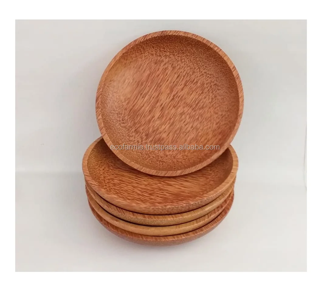 Natural Handmade Round Coconut Wooden Plates Food Serving Dishes From ...