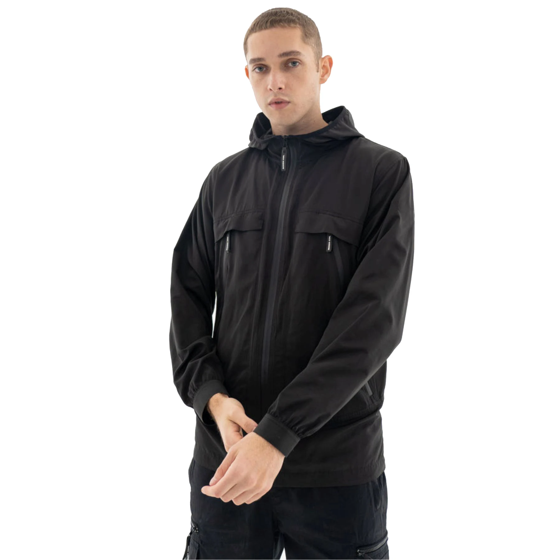 Custom Plain Black Long Sleeves Windbreaker Coaches Jacket For Men ...