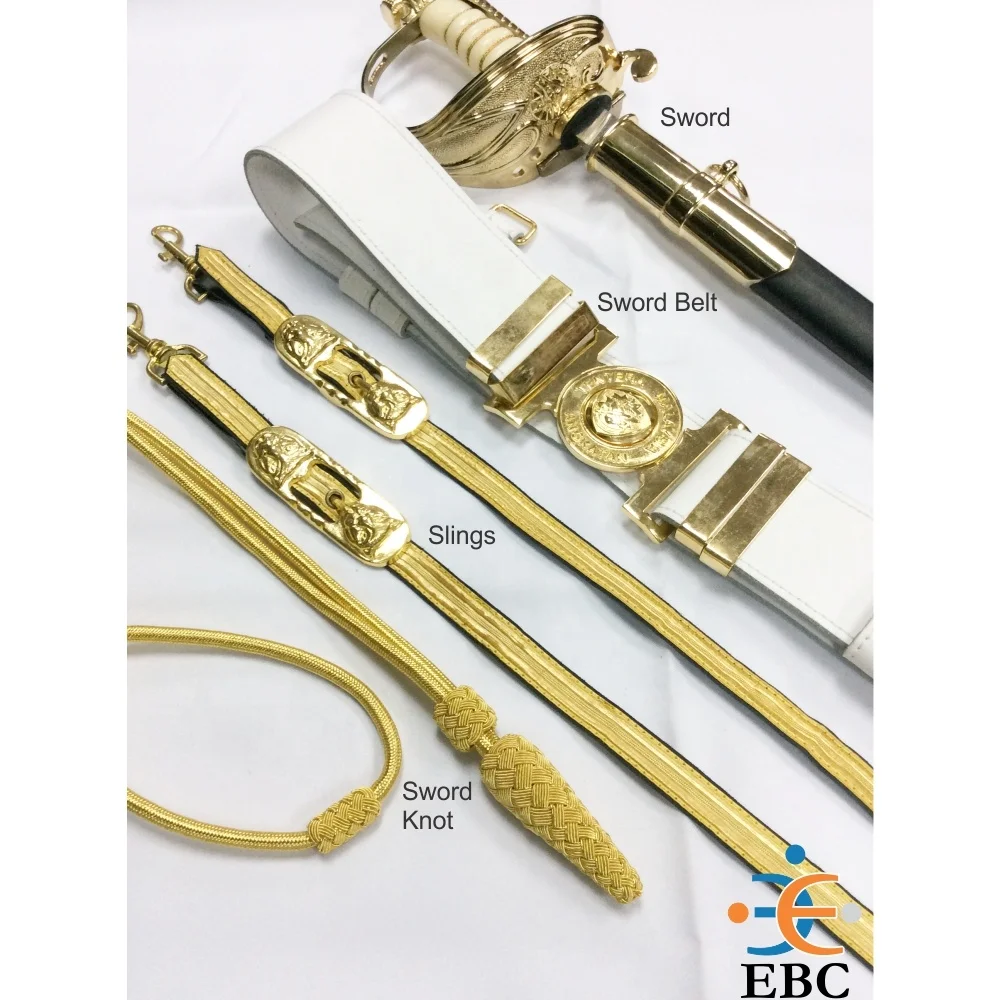 Tactical Saber Ceremonial Sword with Gold Silver Chrome Hilt Stainless ...