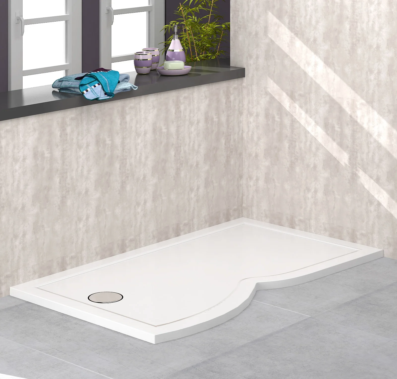 Asymmetric Shower Tray Asymmetric Acrylic Deep Monoblock Slim Flat Bath ...