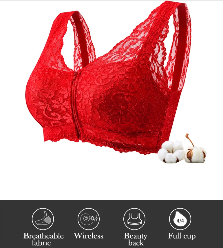 Women Zipper Front Closure Bras Yc-016 Wireless Post Surgical Bra For ...