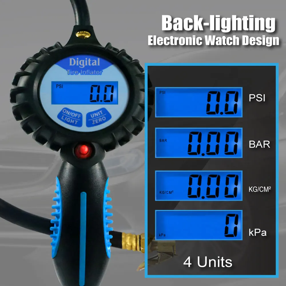 Tire Digital Tyre Inflator with Pressure Gauge & Backlight