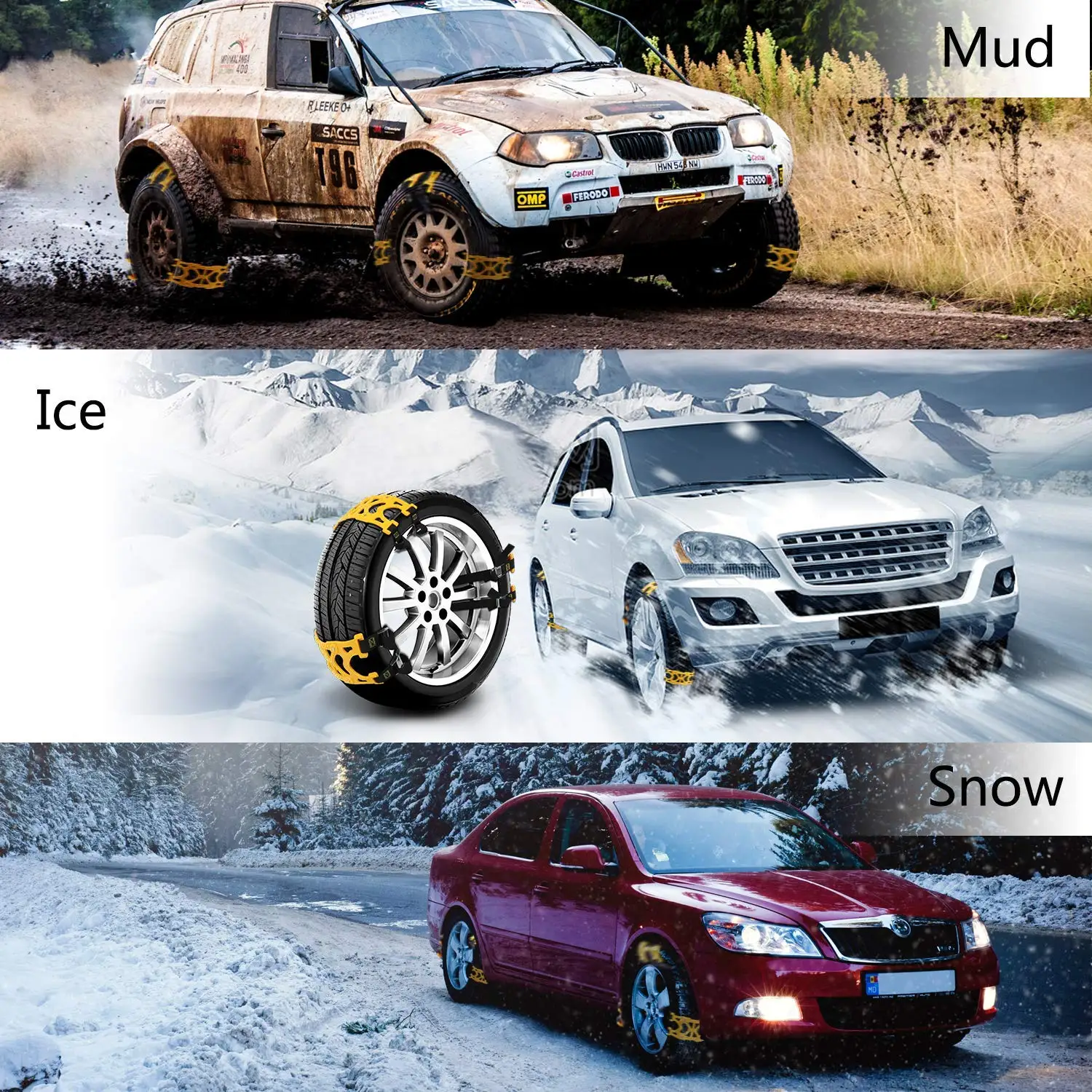 6pcs Adjustable Winter Universal Fix Car Tire Emergency Anti Slip Snow ...