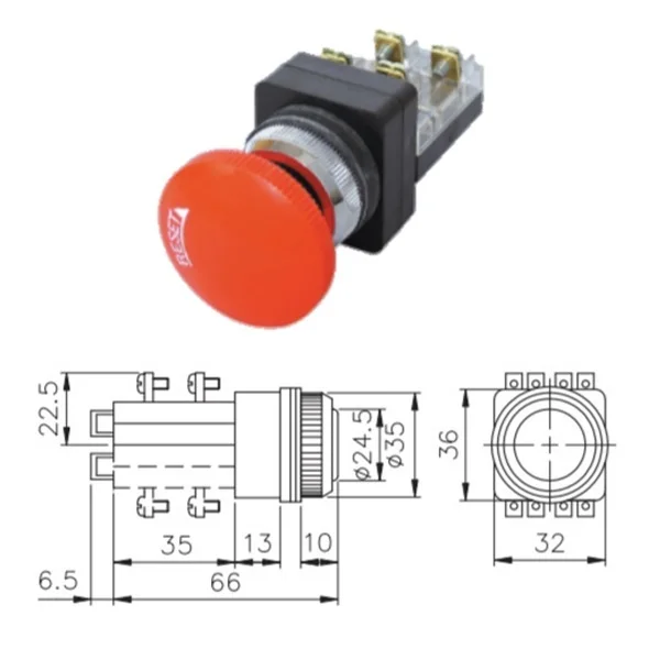 Original Tend 25mm 1no1nc Red Emergency Stop Button - Buy Tend ...