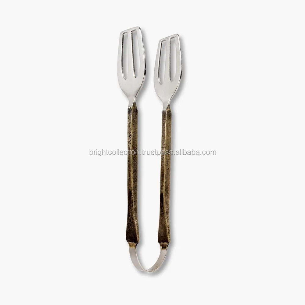Brass Loop Handle Multi Purpose Tong Metal Salad Tongs Stainless Steel ...
