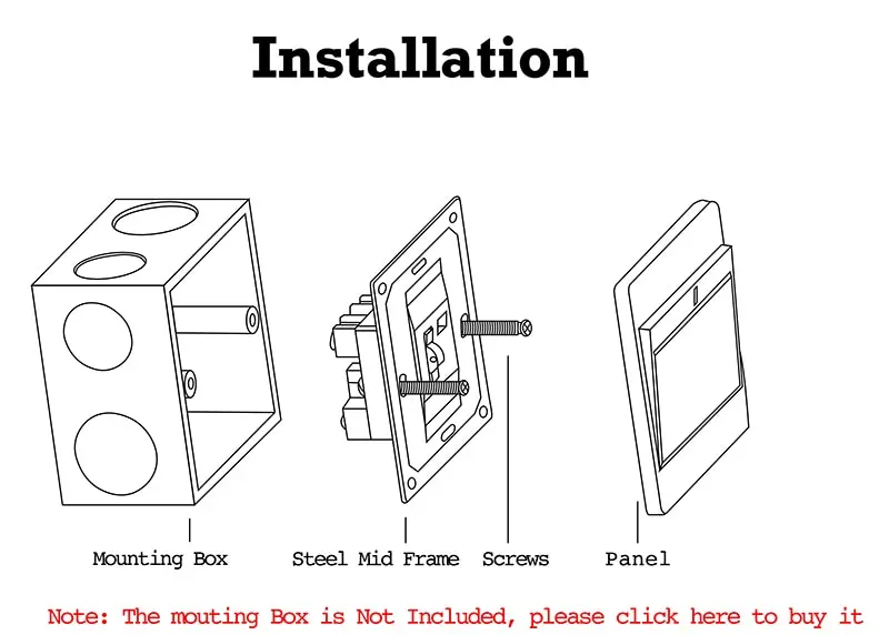 86 Type Switch Socket Mounting Box - White Red Blue Wiring