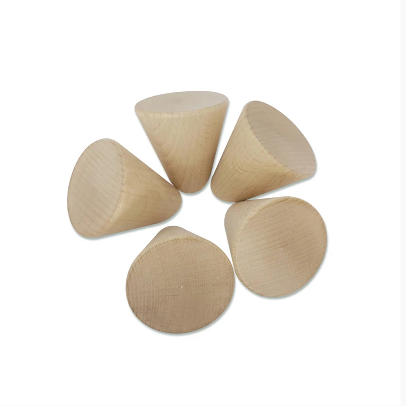 Gd- H:5cm Plain Wood Top Cut Cone,5 Pcs/set;geometric Wood Shapes/shape ...