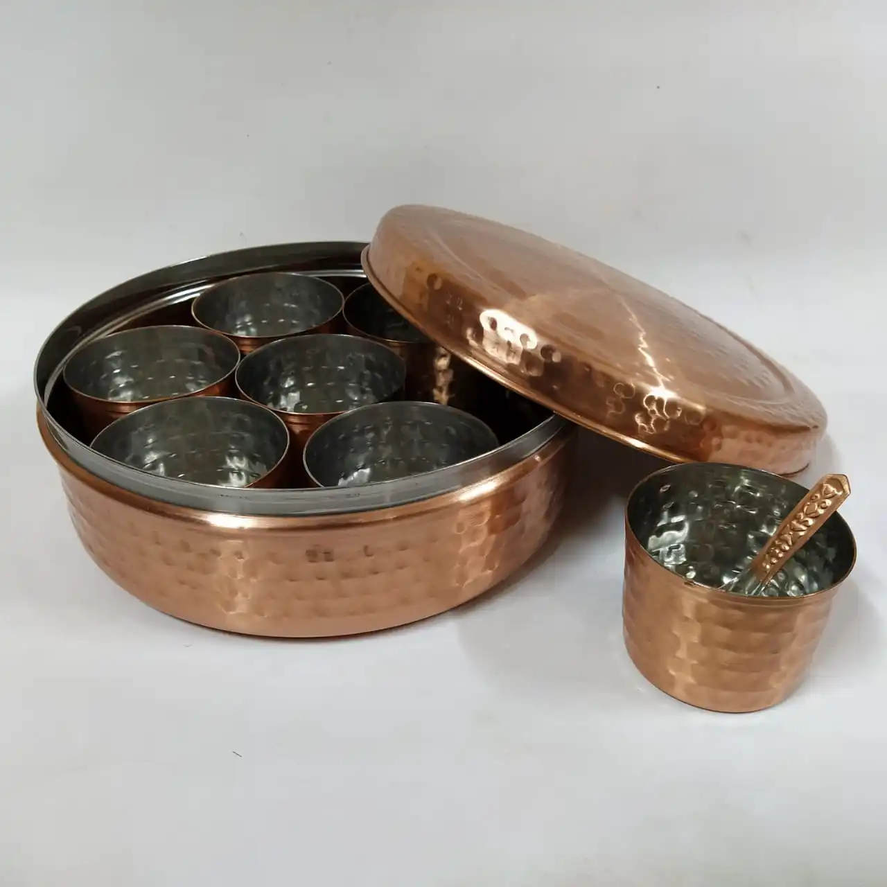 Copper Plated Stainless Steel Spice Container - Masala Dabba