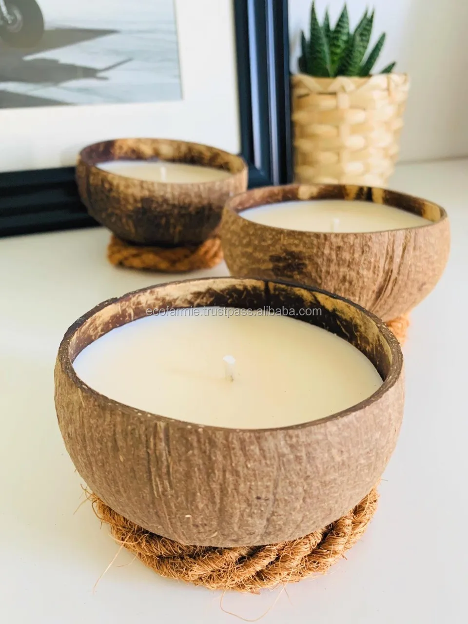 Vela De Coco Cáscara De Cera Natural Aroma Velas Hechas A Mano De ...