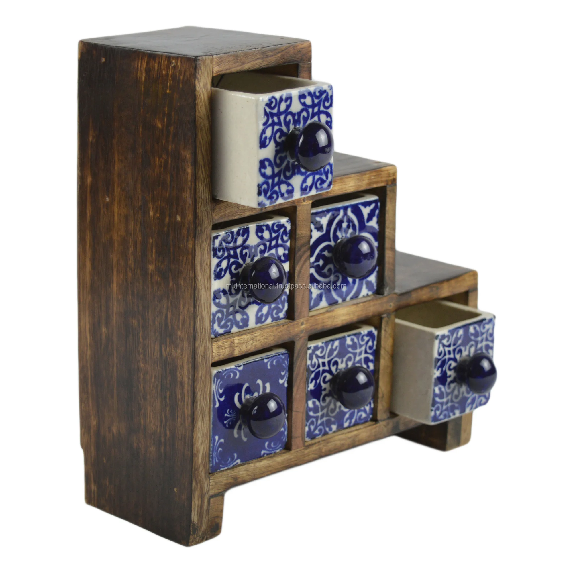 MKI Wooden Box Ceramic Drawer - Stylish Living Room Furniture