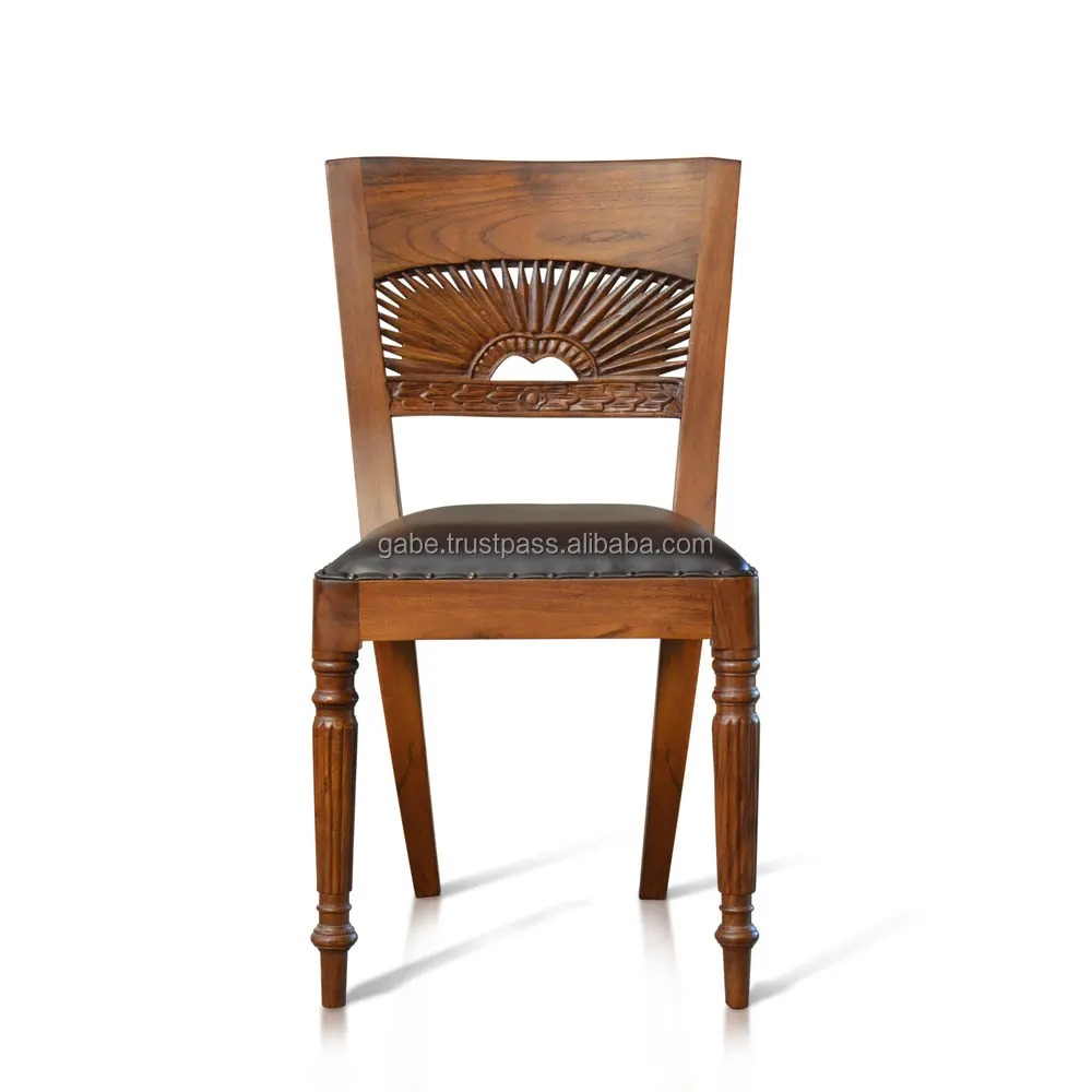 Handcrafted Raffles-style Solid Teak Dining Chair With Ornate Carved ...