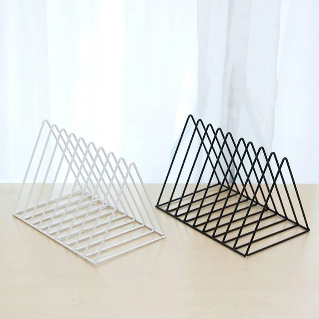 Triangular Iron Book Shelves Desktop Storage Rack Shelf File Magazine ...