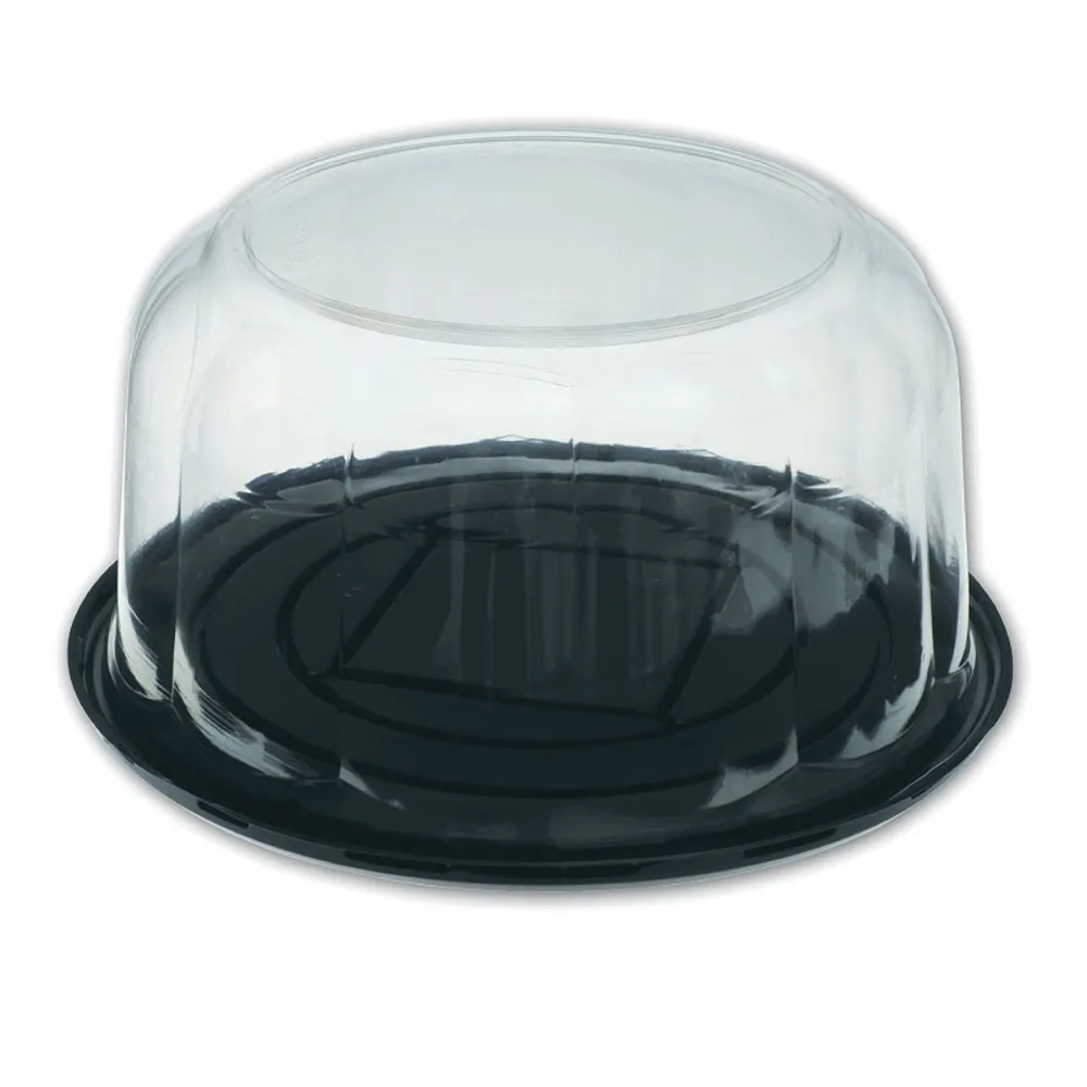 Disposable Plastic Cake Containers - Black Base & Clear Lid