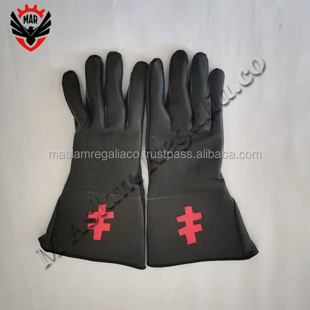 Masonic Knight Templar Preceptor Leather Gauntlets Ceremonial Gloves ...