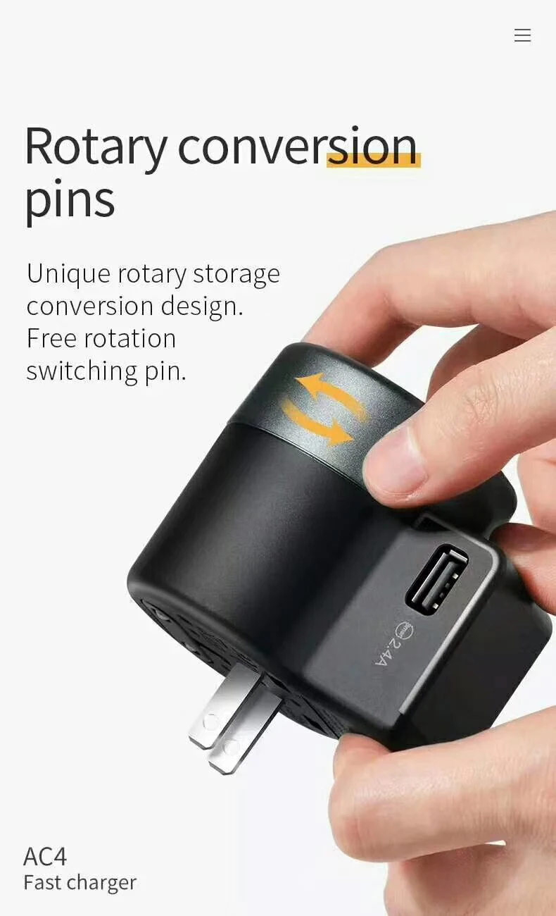 Ac4 Dual Port Rotating Charging Universal Converter - Buy Charger ...