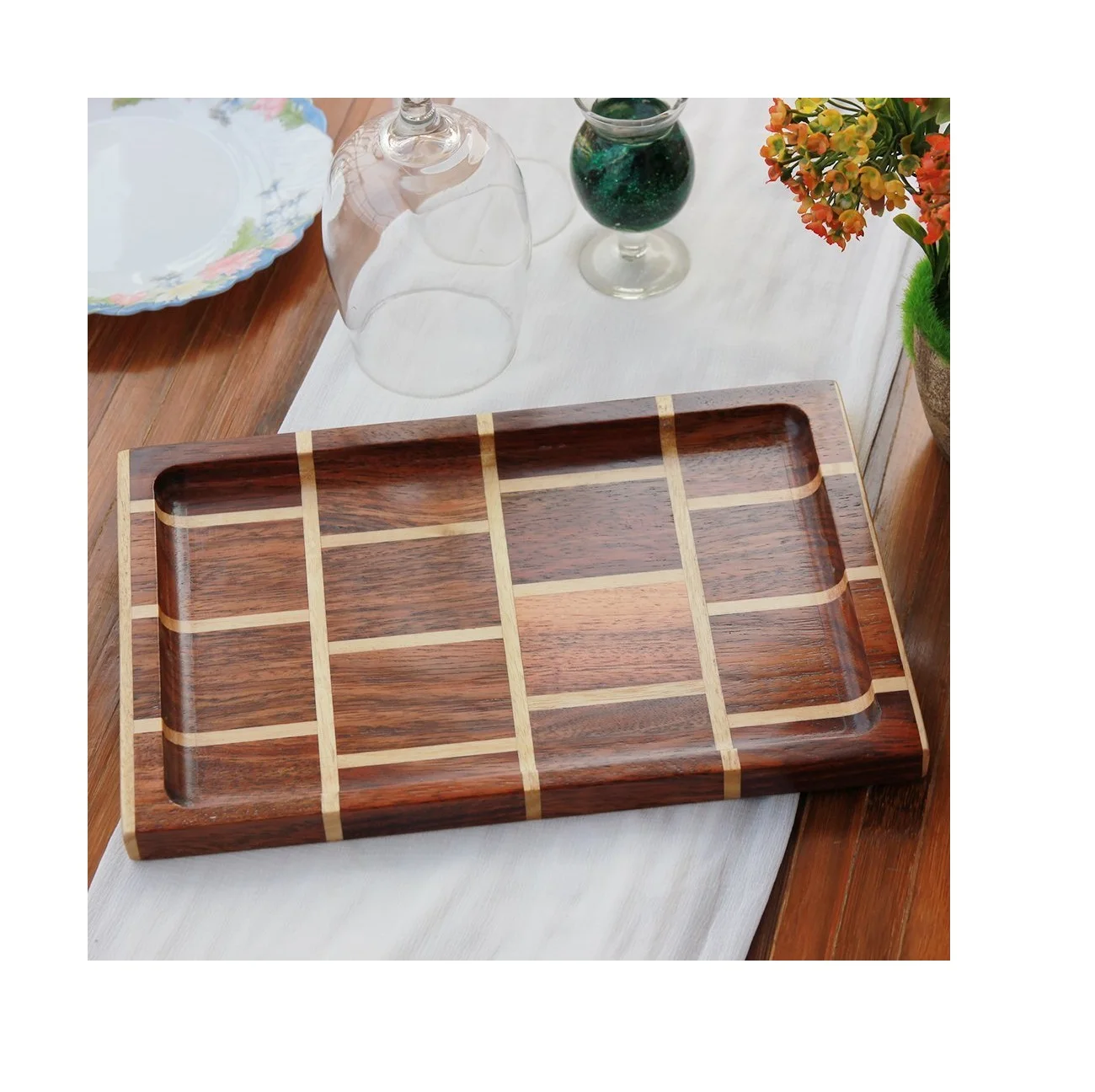 Affordable Fully Wooden Design Serving Tray Indoor Party Wedding and ...