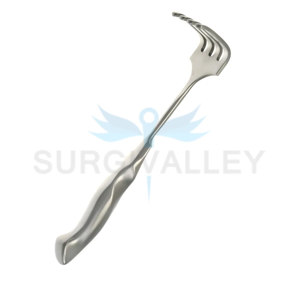 Deep Rake Retractor 26.67cm 4 Prong 5.715cm Hand Held Lamb Handle Blunt ...