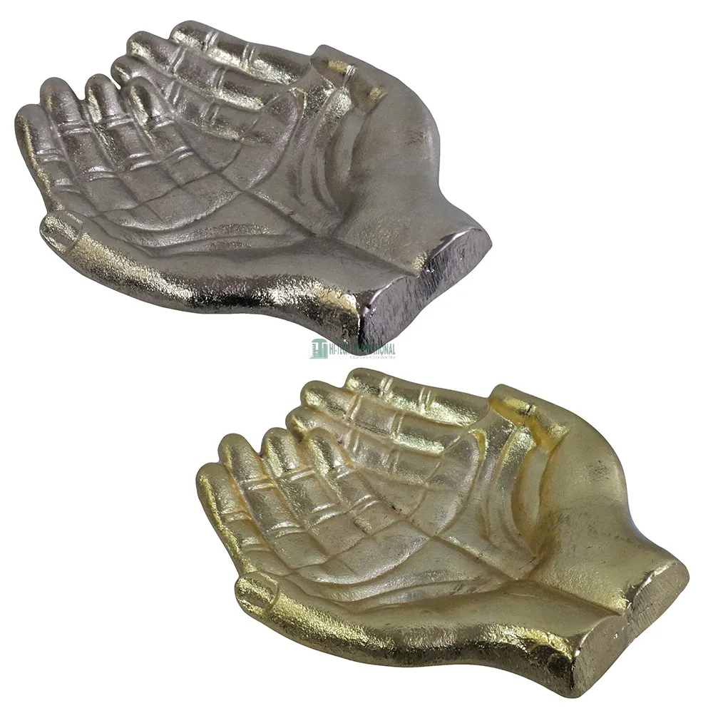 Silver/gold Metal Open Hand Sculpture - Aluminum Handmade Antique Show ...