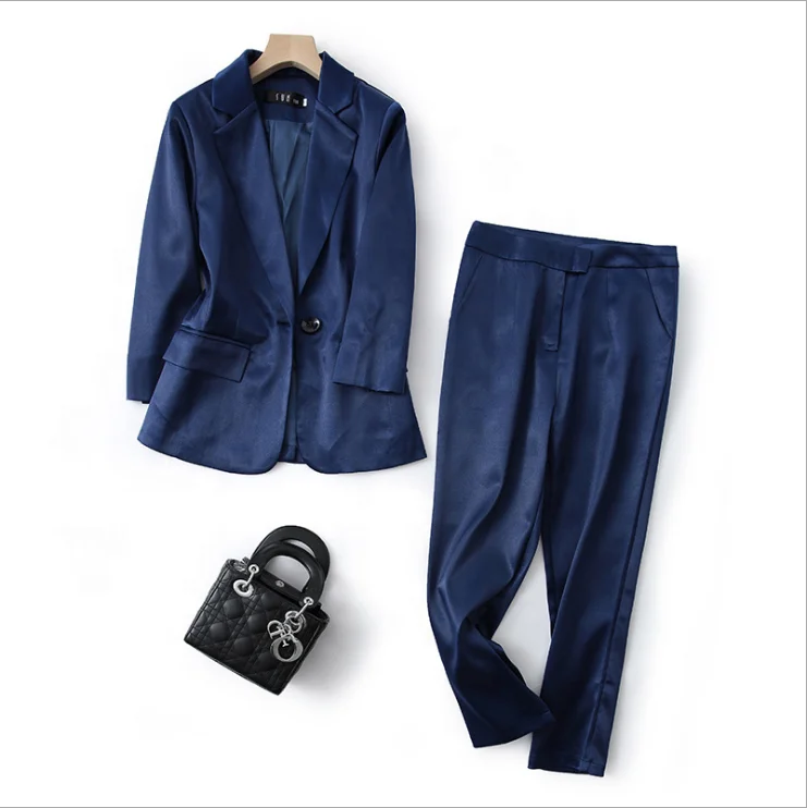2020 New Arrival Women Office Suit Uniform Formal Suits Lady Satin Suits Buy Lady Satin Suits