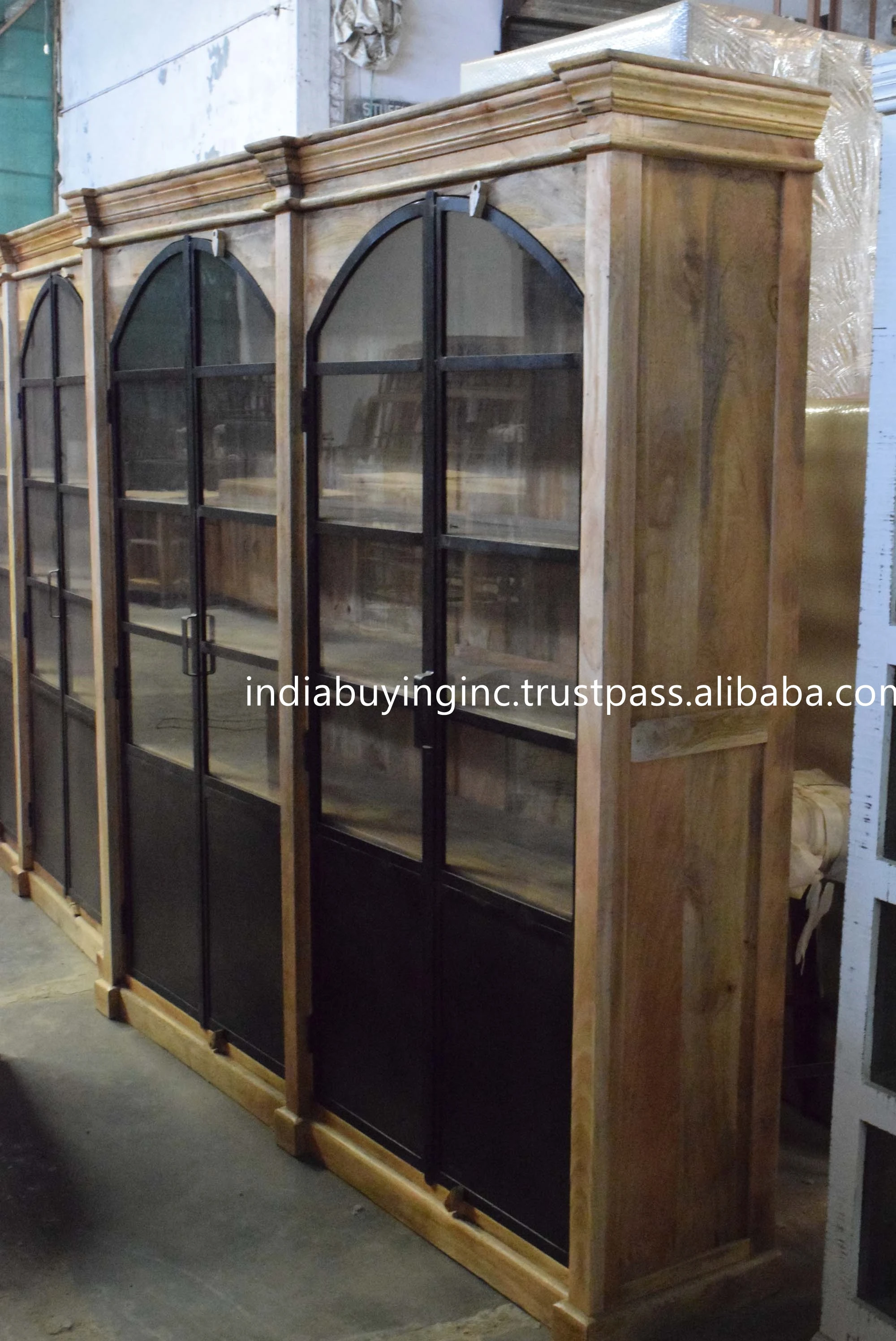 Customize Industrial Vintage Solid Wooden Iron Glass Double Door Carved ...